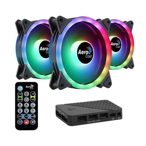 Cooler RGB Kit c/ 3 FANS, HUB + Controle Duo 12 Pro Aerocool - K3 ...